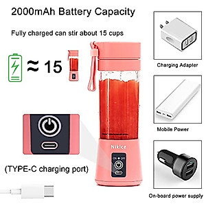Portable Blender,Personal Size Blender Juicer Cup,Smoothies and Shakes Blender,Handheld Fruit Machine,Blender Mixer Home (pink)