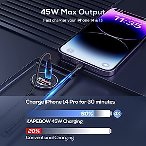 USB C Car Charger, PD 45W & QC 45W Fast Charging Cigarette Lighter USB Charger Adapter [Super Small, Flush Fit, Metal] Compatible with iPhone 14 13 12 Samsung Galaxy S22 21 20 Pixel