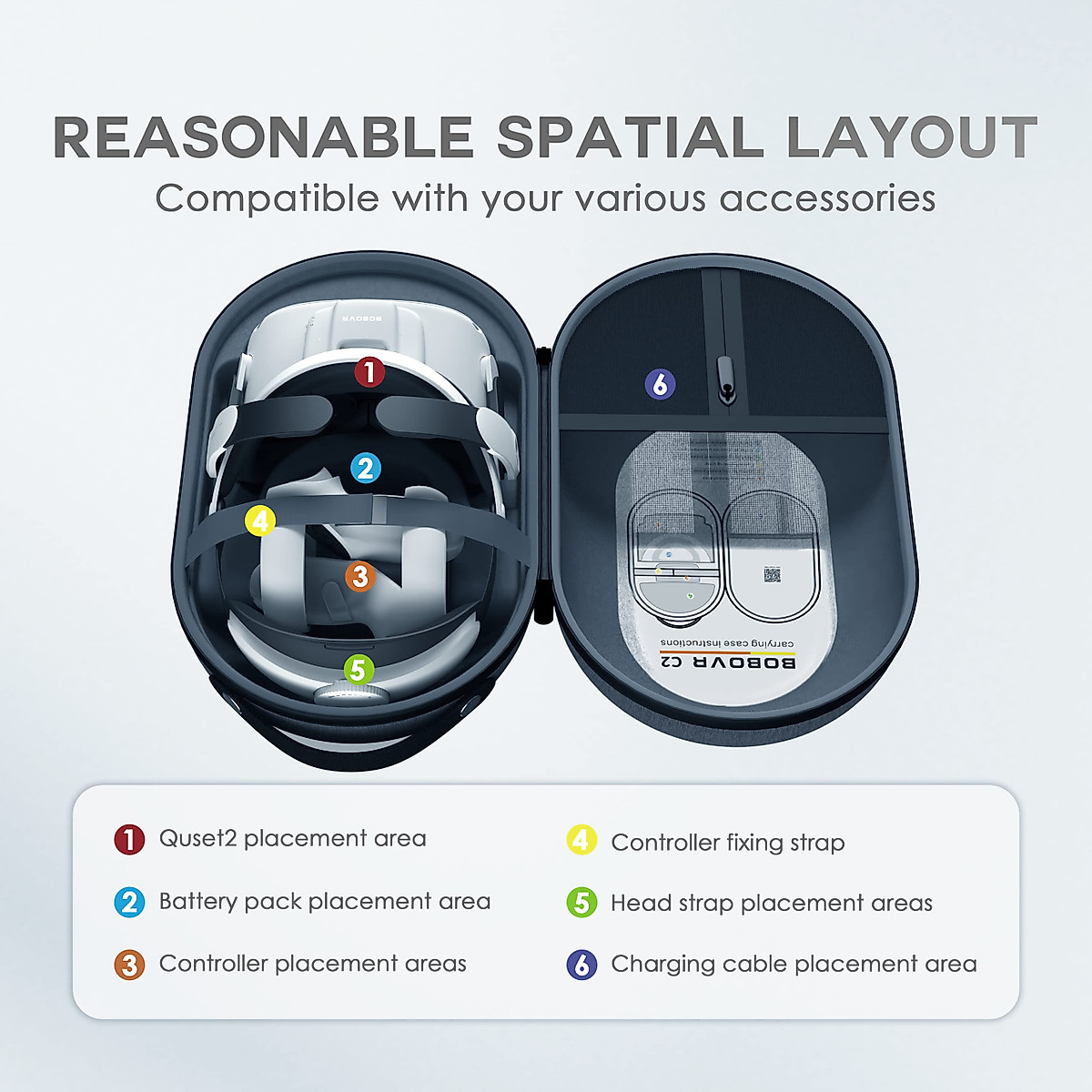 BOBOVR M2 Pro Battery Pack Strap Case Comb,Compatible with Quest 2