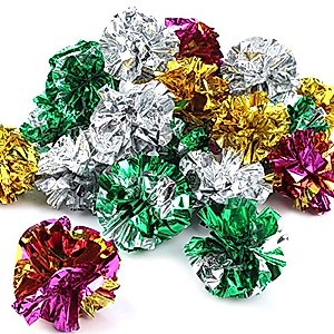 Bestsupplier 25 Pack Crinkle Balls Cat Toys - Original Mylar Crinkle Balls Cat Toys（Random Color）