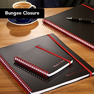 Black n' Red Notebook, Durable Poly Cover, Premium Optik Paper, Scribzee App Compatible, Environmentally Friendly, Spiral Binding, 11" x 8-1/2", 70 Double-Sided Ruled Sheets, Secure Bungee Closure, 1 Count (K66652)