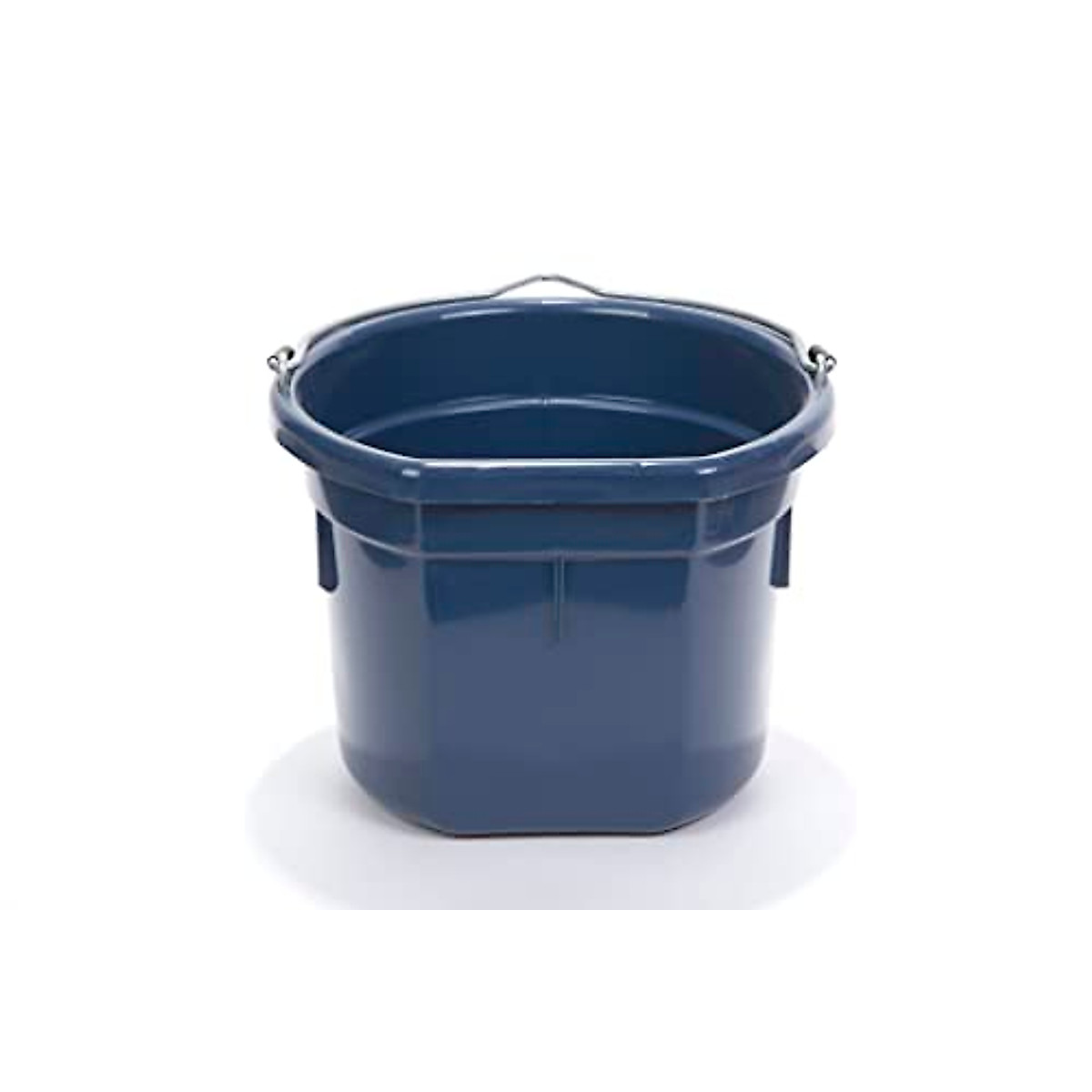 Little Giant® Flat Back Plastic Animal Feed Bucket | Animal Feed Bucket with Metal Handle | Horse Feed & Water Bucket | 8 Quarts | Navy