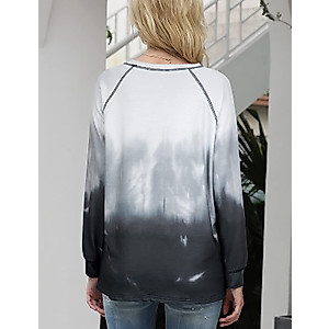 Tanst Sky Sweatshirts for Teen Girls, Long Sleeve Crew Neck Shirts Loose Color Block Tops Fashion Casual Fall Clothes for Women 2023 Gray Small