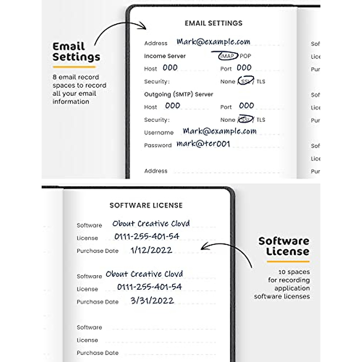 molekaus Password Book with Alphabetical Tabs Small Password Keeper with Extra Password Space to Change Password. Password Notebook for Home or Office for Internet Log In, 6.1*3.7in black small