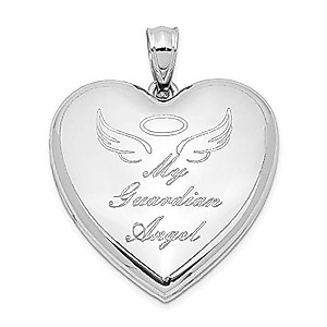 IceCarats 925 Sterling Silver Guardian Angel Ash Holder Heart Love Personalized Photo Locket Cremation Necklace Memorial Charm Urn Pendant Only