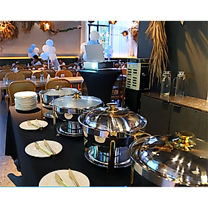 Amhier 5 Qt Chafing Dishes for Buffet with Stainless Steel Lid, Round Chafers and Buffet Warmers Sets with Food and Water Trays for Catering, Parties, Hotels and Weddings, 1 Pack, Gold