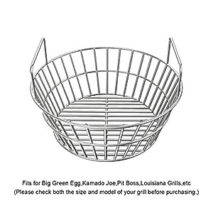 Stainless Charcoal Ash Basket for Large BGE Grill, Charcoal Grill Ash Basket also fits Kamado Joe Classic and Other Similar Grills