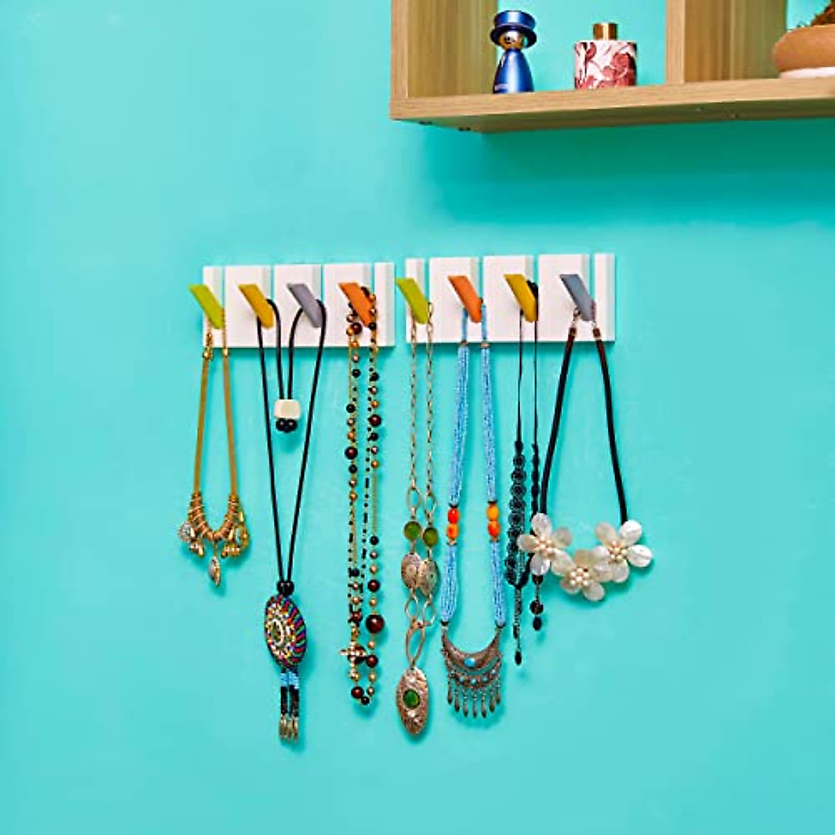 Adhesive Coat Hook, 3 Pack Wall Mounted Key Holder, Heavy Duty Entrance Way Storage Rack for Hanging Coat, Hat, Clothes, Scarf, Bag, Towel (Colorful)