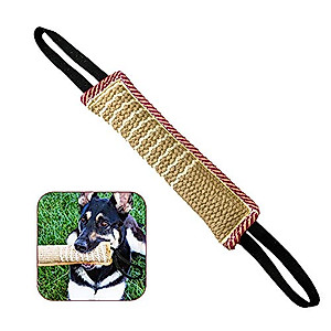 Dog Tug Toy, Dog Bite Jute Pillow Pull Toy with 2 Strong Handles, Perfect for Tug of War, Puppy Training Interactive Play, Durable Bite Training Toys for Medium to Large Dogs (Black)