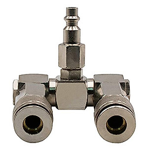 FIXSMITH Air Hose Connector- 2 Way Air Hose Splitter,1/4 In NPT, Air Compressor Accessories Fittings, Swivel 360 Degrees Connectors.