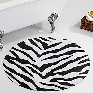 MoBlinko 3 Ft Round Rug Zebra Skin Washable Circular Rug Animal Print Non Slip Round Area Rug Carpet Absorbent Small Round Rug for Kitchen Living Room Bedroom Decoration