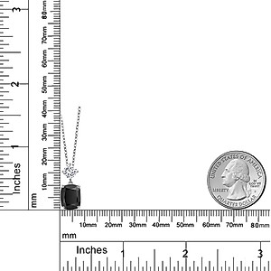 Gem Stone King 2-Stone Drop Necklace In 925 Sterling Silver with 10X8MM Cushion Gemstone Birthstone and 5MM White Moissanite | Pendant Necklace For Women | With 18 Inch Silver Chain