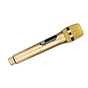 GOWENIC Microphone,Metal Dual Professional UHF Cordless Dynamic Mic Handheld Microphone System, for Home Karaoke, Meeting, Party, Church, DJ, Wedding(Gold)