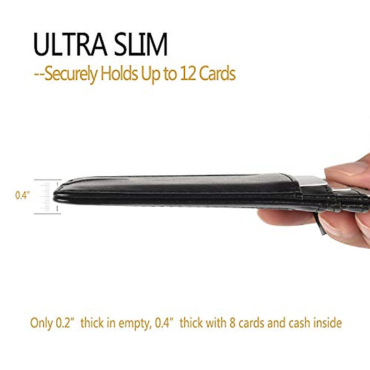 Teskyer Minimalist Wallet, Slim Wallet with Neck Lanyard and Wrist Strap, Credit Card Holder Wallet, RFID Blocking Front Pocket Wallet for Men Women, Black