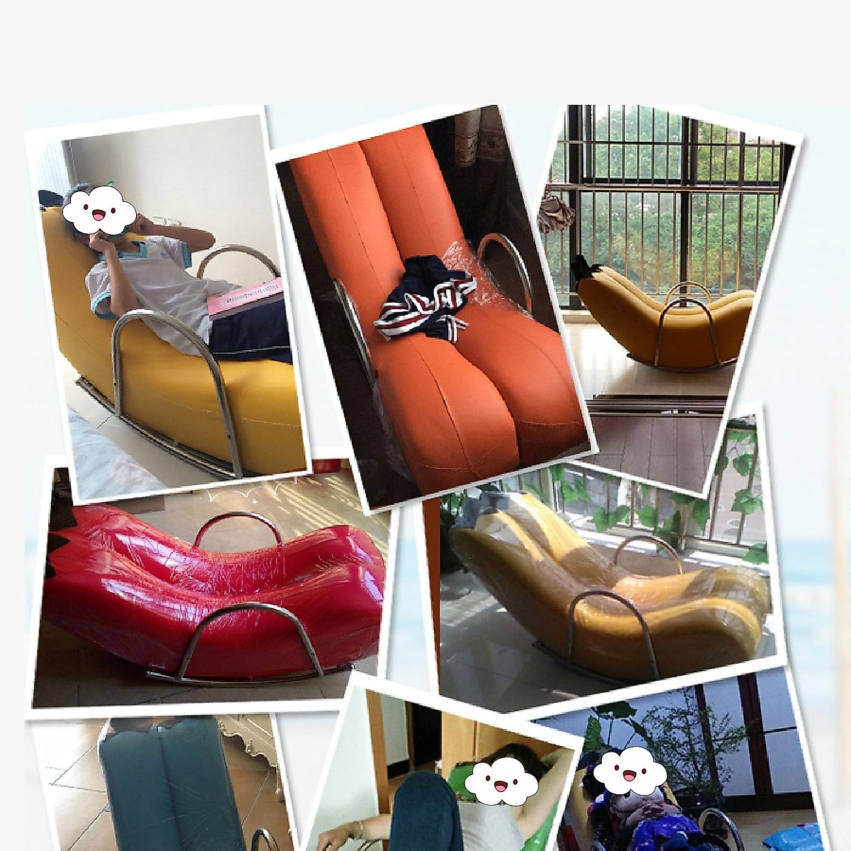 Deluxe Patio Rocking Chair, Comfortable Upholstered Rocking Chair, Weather Resistant, Stationary Rocker Shake Of 105°, Modern Lounge Chair For Front Porch, Garden, Patio, Backyard ( Color : Yellow )