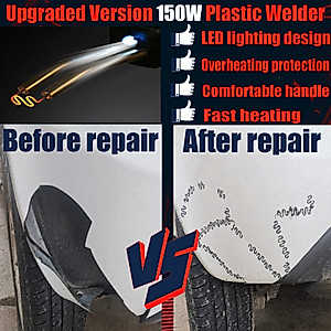 Upgraded 150W Plastic Welder Bumper Repair Kit,2-in-1 Plastic Welding Kit 800PCS Hot Staples & 30pcs Plastic Welding Rods,Hot Stapler Plastic Repair Kit for Car Bumper Kayak Crack Repairs(black)