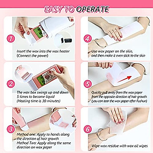 Roll on Wax Warmer Kit, Wax Roller Kit for Hair Removal, Painless Waxing for Hair, Eyebrow, Facial, Armpit, Bikini, Brazilian Include 2 Rose Wax & Pink Roll on Wax Cartridge for Home