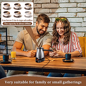 LYIYEYAN Turkish Coffee Maker, 600ml Stainless Steel 110V Turkish Coffee Machine, 5 to 6 Cups Capacity Turkish Coffee Pot, Electric Coffee Maker, Warmer Kettle with Ergonomic Handle for Home Travel