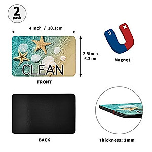 Qilmy Sea Beach Starfish Clean Dirty Dishwasher Magnet Waterproof Dish Washer Refrigerator Magnet Sign, 2pcs