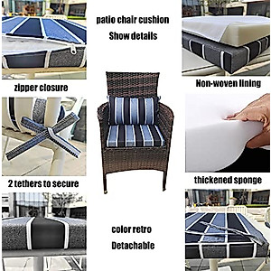 Outdoor Patio Cushions17"X 17"black White grey stripes Waterproof Garden Lawn Patio Furniture Chair Cushions Set of 4 thicken High Density Sponge Filling for Patio Outdoor Furniture decorative cushion