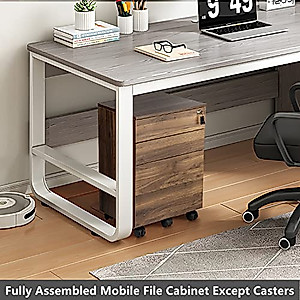 TOPSKY 3 Drawers Wood Mobile File Cabinet Fully Assembled Except Castors (Rustic Brown, 16.3x15.7x24.4)
