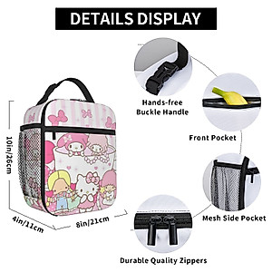 Cute Anime Lunch Bag for Girls and Women Kawaii Insulated Lunch Tote Bag for Adult Outdoor Travel Work