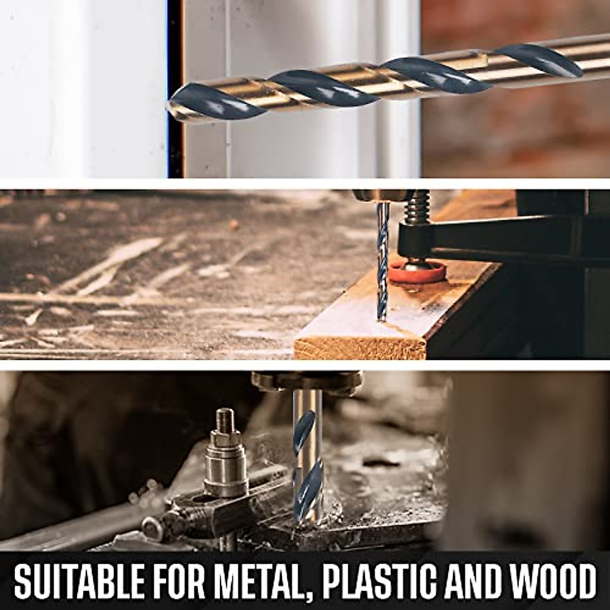 SOMADA 14-Piece Cobalt Drill Bit Set for Plastic, Wood, and Metal, M35 High-Speed Steel Twist Jobber Length Bits Sizes from 1/16" to 3/8" with Indexed Storage Case