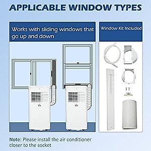 HOMCOM 10,000 BTU Portable Air Conditioners with Remote, for Rooms Up to 441 Sq. Ft., Cool Dehumidifier Fan 3-in-1 Portable AC Unit with Window Kits, White