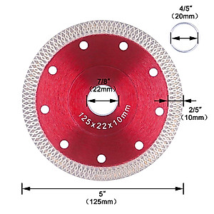 NYTiger 3 Pack 5 inch Diamond Saw Blade 5" Super Thin Tile Blades Cutting Disc Wheel for Cutting Porcelain Tiles Granite Marble Ceramics Works with Tile Saw and Angle Grinder