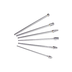findmall 6Pcs Carbide Alloy Rotary Burr Set 6mm(1/4") Shank 10mm Head 150mm Length for DIY Woodworking Metal Carving Polishing Engraving Drilling