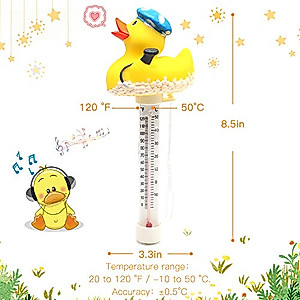 XY-WQ Floating Pool Thermometer, Large Size Easy Read for Water Temperature with String for Outdoor and Indoor Swimming Pools and Spas (Duck)