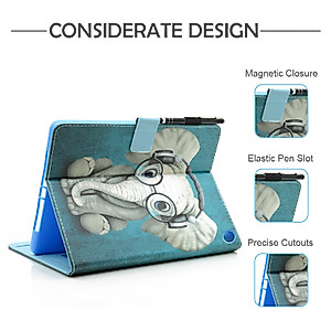 Fire HD 8 & 8 Plus Tablet Case 2020 (10th Generation Only), PU Leather Stand Cover Case with Auto Wake/Sleep, Not Fit All-New Fire HD 8 Tablet 2022 Release 12th Generation, Elephant