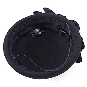 Lawliet Flower Womens Dress Fascinator Wool Pillbox Hat Party Wedding A083 (Black)