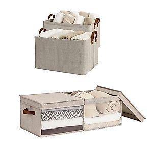 StorageWorks 45L Extra Large Fabric Storage Bins and Storage Bins with Lids and Clear Window