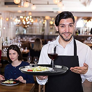 Obstnny Black Plastic Serving Tray, 13.5" Round Food Service Tray, 6 Packs