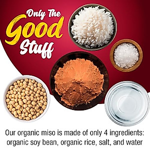 Fusion Select Organic Red Miso Paste - Made of Fermented Soy Bean & Rice - Savory Japanese Seasoning For Cooking Soup Base, Broth, Stew, Salad Dressing, Sauce, Marinade, Ramen - 15 Servings, 300g