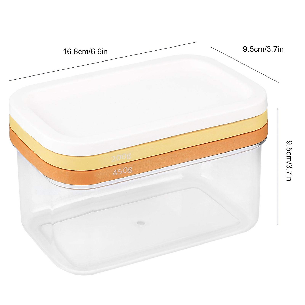 Butter Cutting Box, Butter Block Dish with Lid and Butter Cutter Net Rectangular Storage Box Kitchen Tool, 6.6 X 3.7 X 3.7in