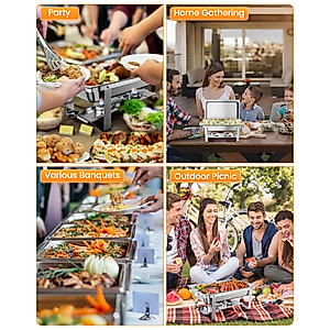 Takywep Chafing Dish Buffet Set 2 Pack, 8 QT Stainless Steel Chafer Buffet Food Servers and Warmers Set with Water Pan for Weddings, Parties, Banquets, and Catering