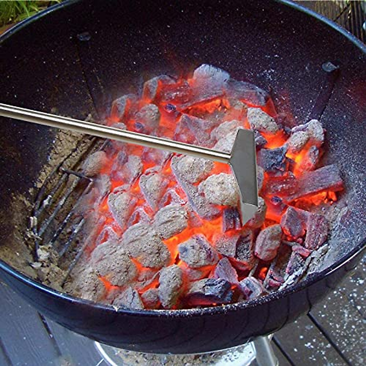 OLIGAI Charcoal Rake for Grill,Ash Rake for Kamado Joe and Other Charcoal Grills,Big Green Egg Accessories,32" Inch Stainless Steel Ash Poker Cleaning Tool,Tool to Push the Charcoal Fire in the Oven