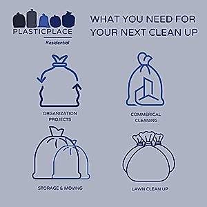 Plasticplace 13 Gallon Trash Bags │ 1.2 Mil │ White Extra-Large Drawstring Garbage Can Liners │ 24" x 31" (50 Case)
