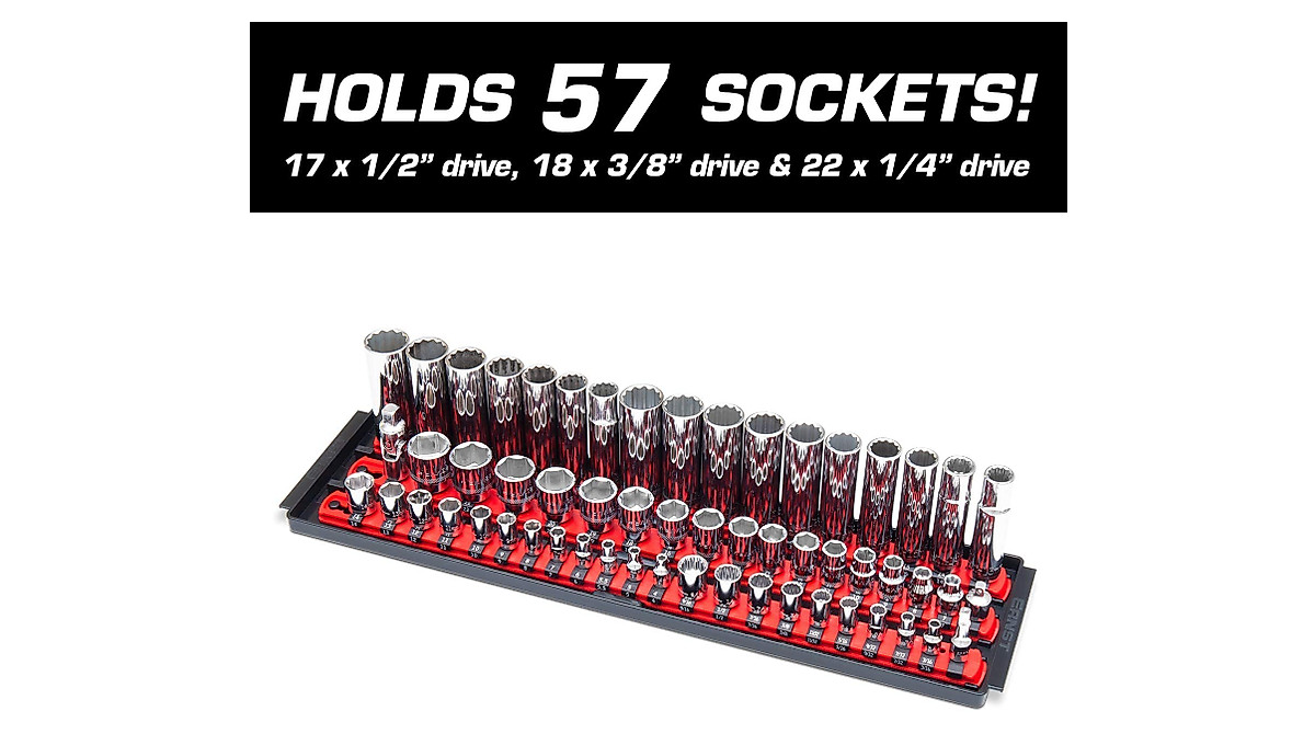 Ernst Socket Boss: A Premium 3-Rail Multi-Drive Socket Organizer in Red ...