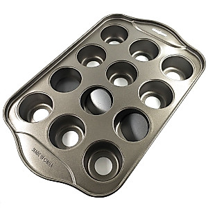 DEVILMAYCARE Removable Bottom Round Mini Muffin Pans 12 Holes Non-stick Cake Mold for Cake Chocolate Egg tart ＆ Others Bake Food