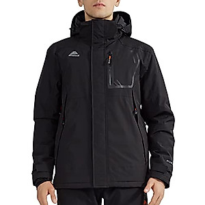 Athrock Winter Jackets for Men Ski Snow Waterproof Fleece Warm Snowboard Coats Hooded Windbreaker Rain Jacket