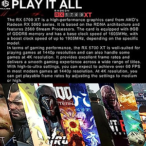 Mllse Radeon RX 5700 XT Graphics Card, 8GB GDDR6 256-bit Gaming GPU HDMI DisplayPort Interface Video Card 2K 4K Game Card for Desktop PCs (Radeon RX 5700 XT)