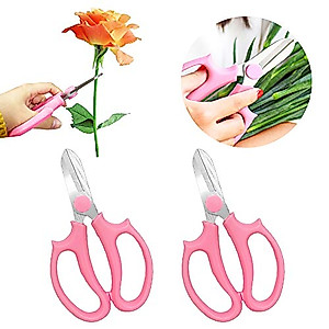 2Pcs Garden Scissors Floral Shears,Professional Flower Scissor with Comfortable Grip Handle,Garden Pruning Shear for Arranging Flowers,Plants Trimming,Picking,Pink