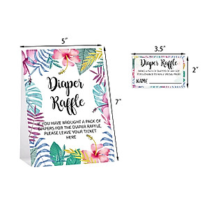 Doreen's Boutique Diaper Raffle Tickets and Sign Shower Games, Decorations, Party Favors for Showers – 1 Sign, 50 Cards per Pack(DIAPER-D003)