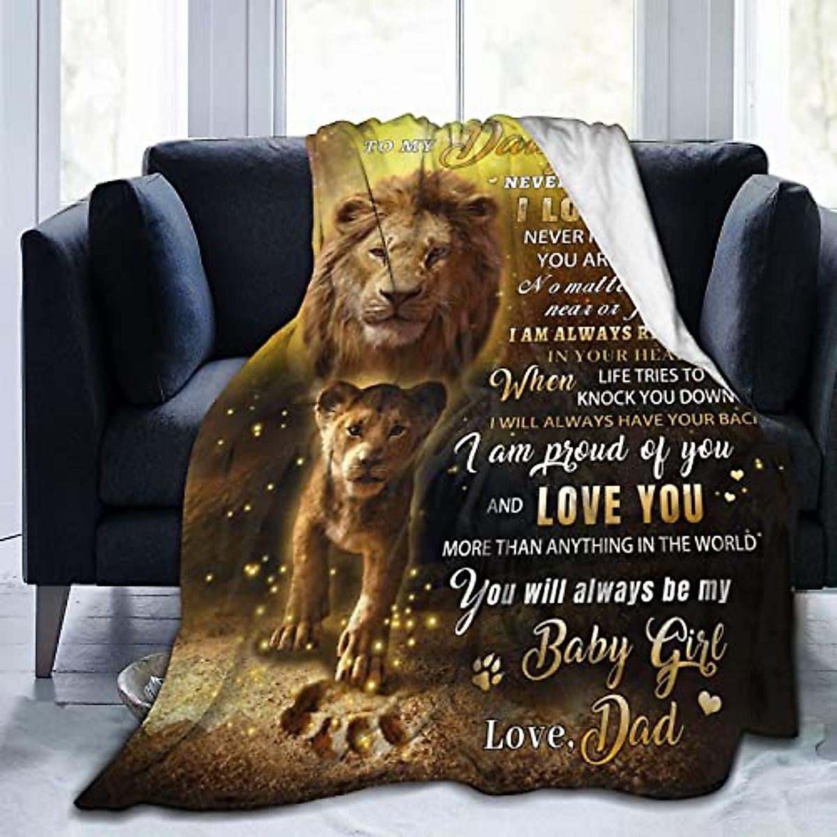 WUTZTIFE to My Daughter Blanket Gifts from Dad Blanket for Daughter Flannel Blanket for Birthday Anniversary Graduation Couch Sofa Bedroom 50"x60"