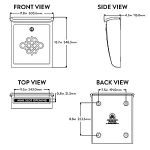 Architectural Mailboxes Bordeaux Galvanized Steel, Locking, Wall Mount Mailbox, 2697RZ-10, Rubbed Bronze, Medium Capacity