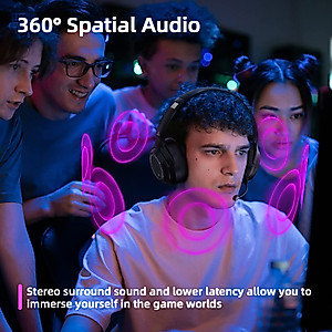 SoundMAGIC P60BT GM Performance Wireless Gaming Headset - Surround Sound 2.4GHz USB/Bluetooth Headphones 50 Hours Lasting Lower Latency Compatibility for PC Mobile PS4 PS5 Xbox Consoles