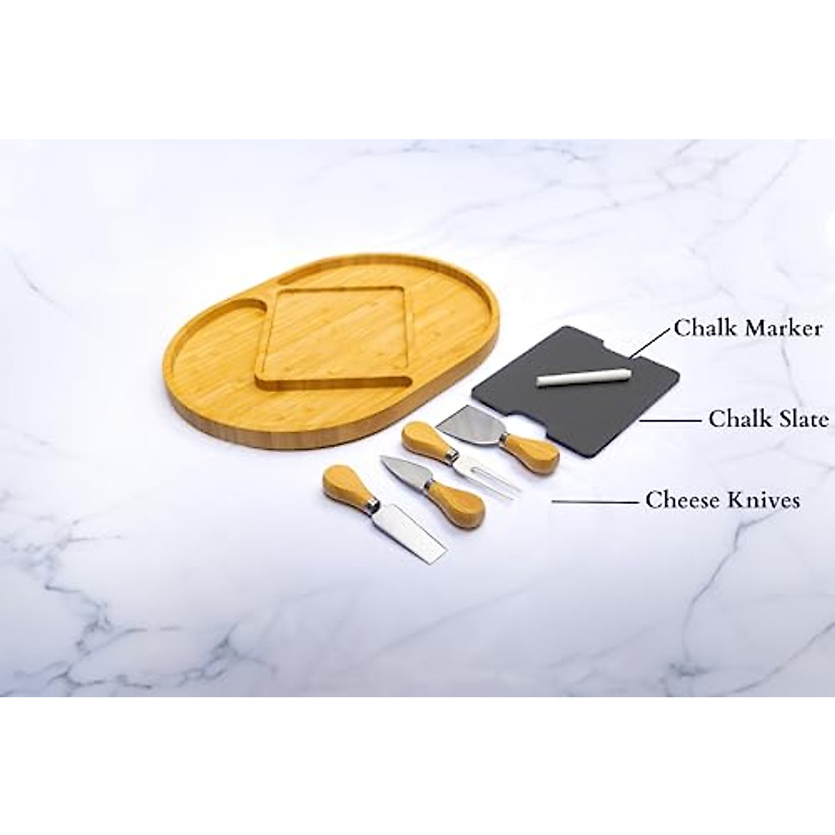 Taoware Bamboo Serving Platter with Cheese Knives for Charcuterie Board Premium Cheese Board for Housewarming Gift Practical Trays for Serving Food